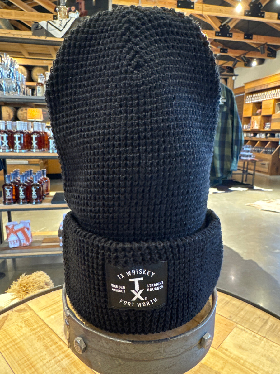 Black Waffle Cuffed Knit Beanie – TX Whiskey