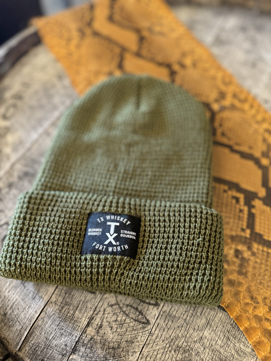 Olive Waffle Cuffed Knit Beanie – TX Whiskey